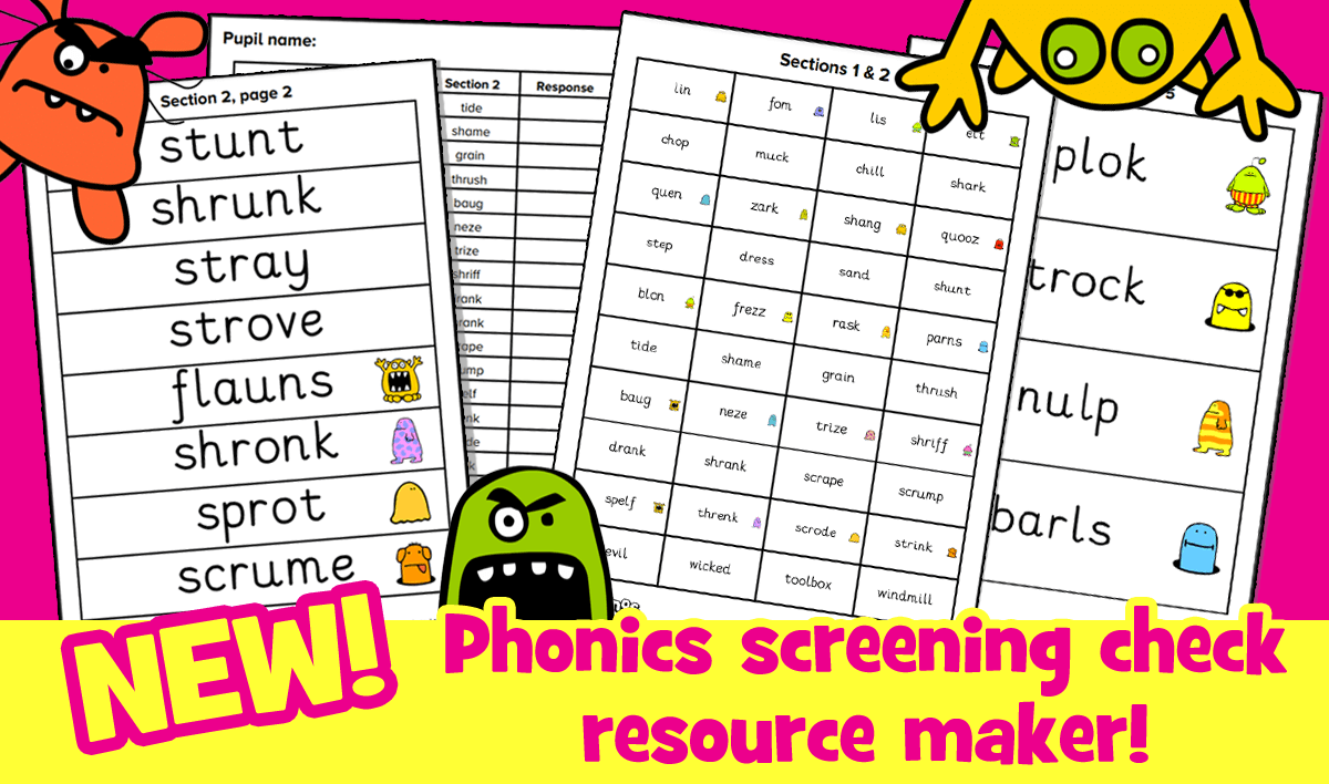 NEW Phonics Screening Check Resources Maker! - Busy Things Blog